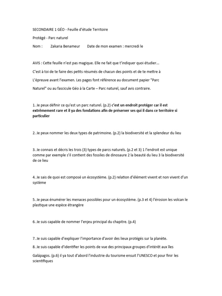 Secondaire 1 Géo | PDF