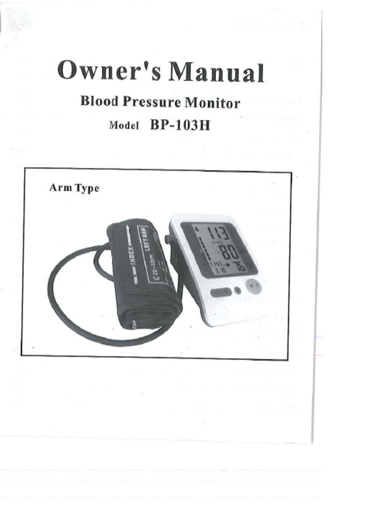 Blood Pressure Monitor Model BP-103H | PDF