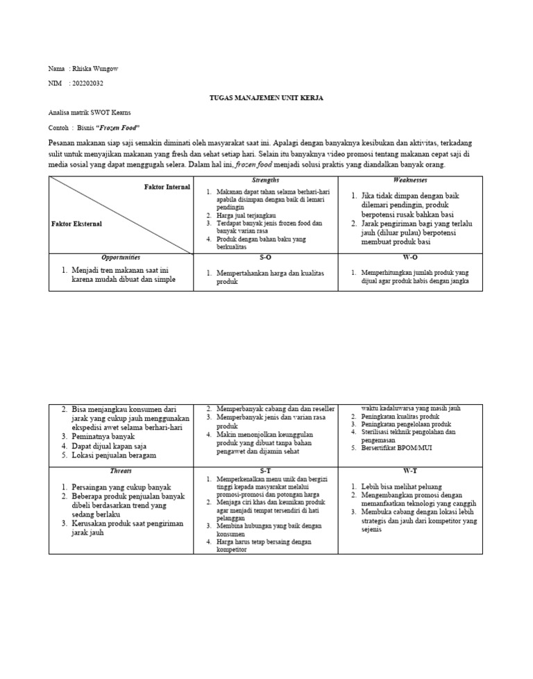 Tugas MUK SWOT | PDF