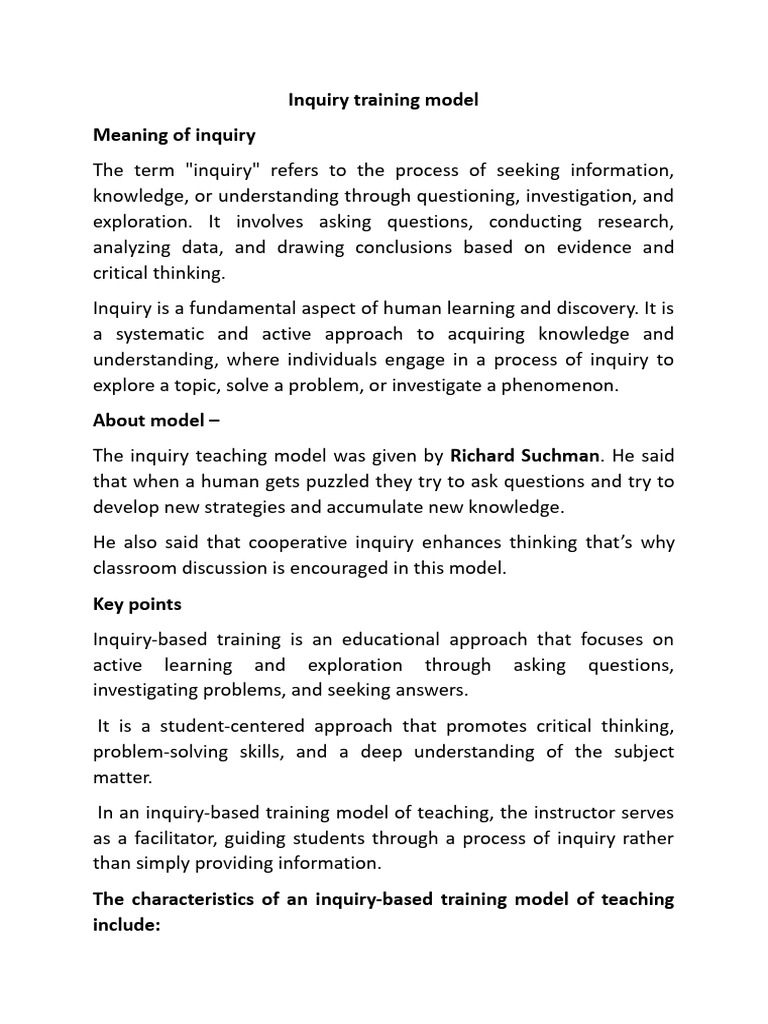 Inquiry Training Model | PDF