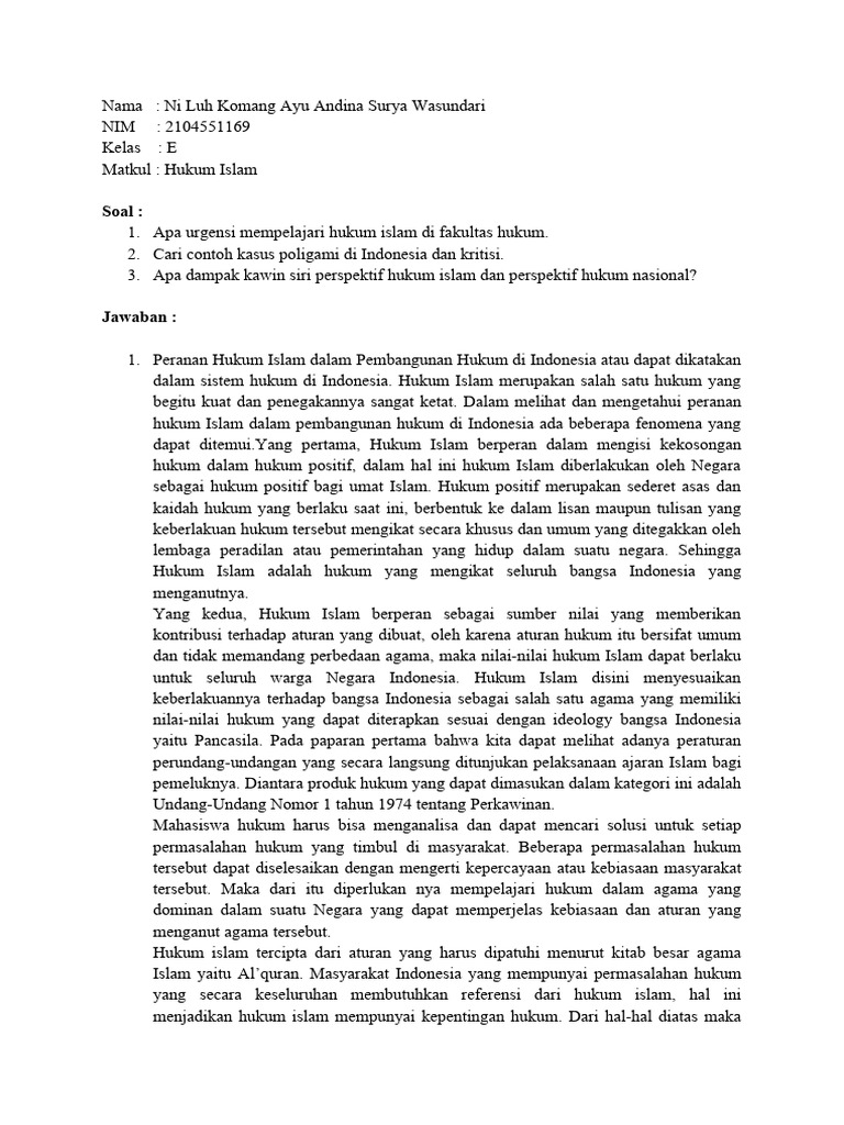 Uts Hukum Islam | PDF