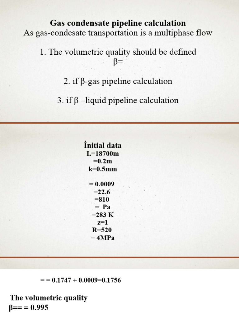 Gas Condensate Pipeline Calculation | PDF