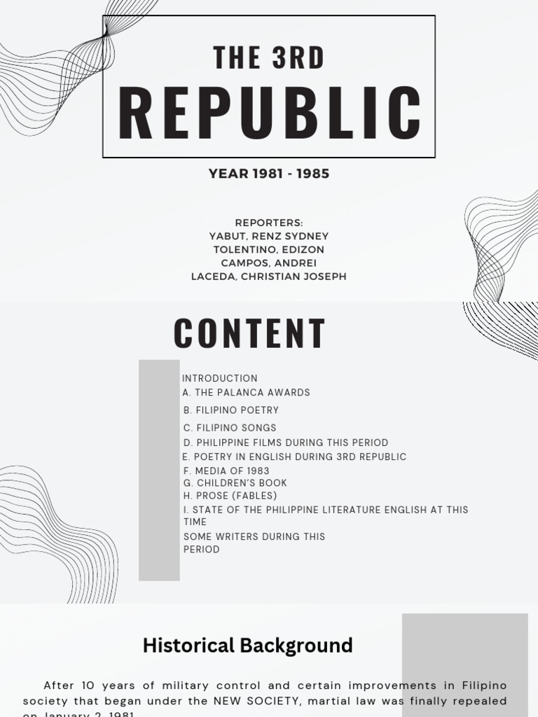 Literature of the Third Republic (1981-1985) | PDF | Philippines