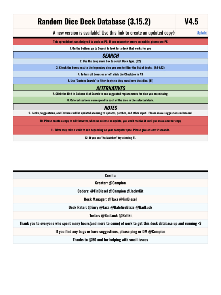 Cópia de Random Dice Deck Database - Instructions | PDF | Computing ...