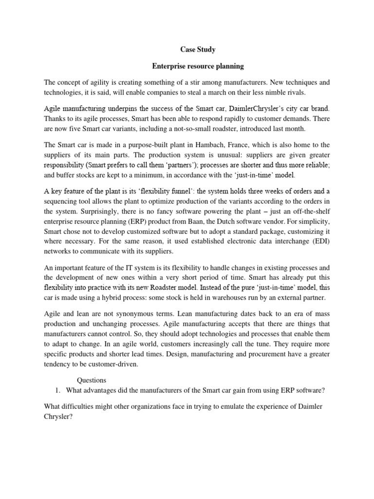 Case Study 5 | PDF | Enterprise Resource Planning | Lean Manufacturing