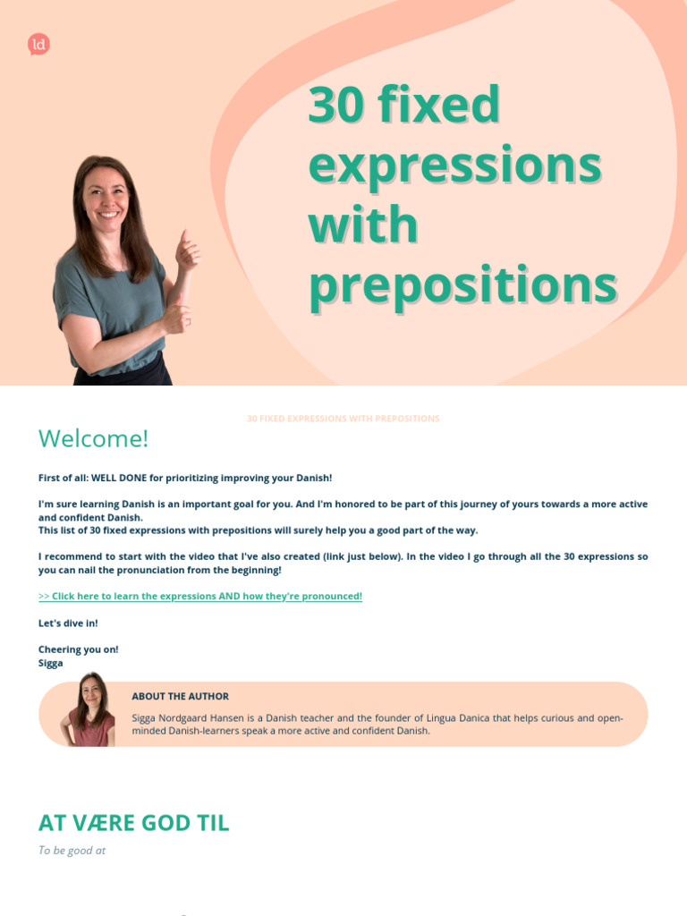 30 Fixed Danish Expressions With Prepositions | PDF | Learning | Cognition