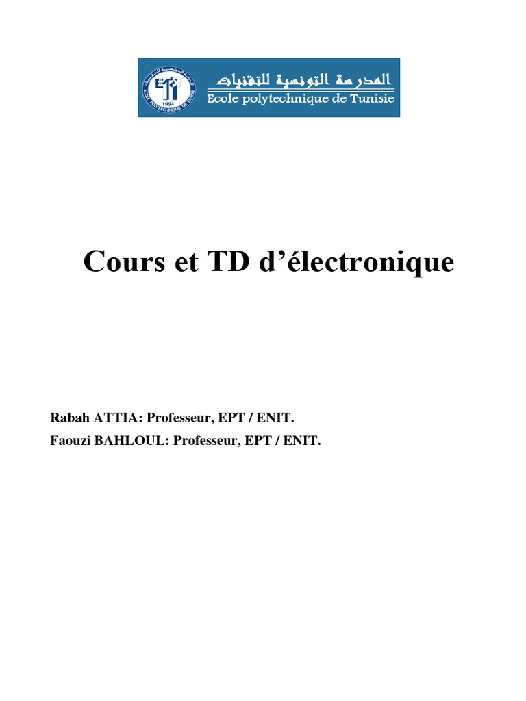 Cours Electronique 1a Ept | PDF