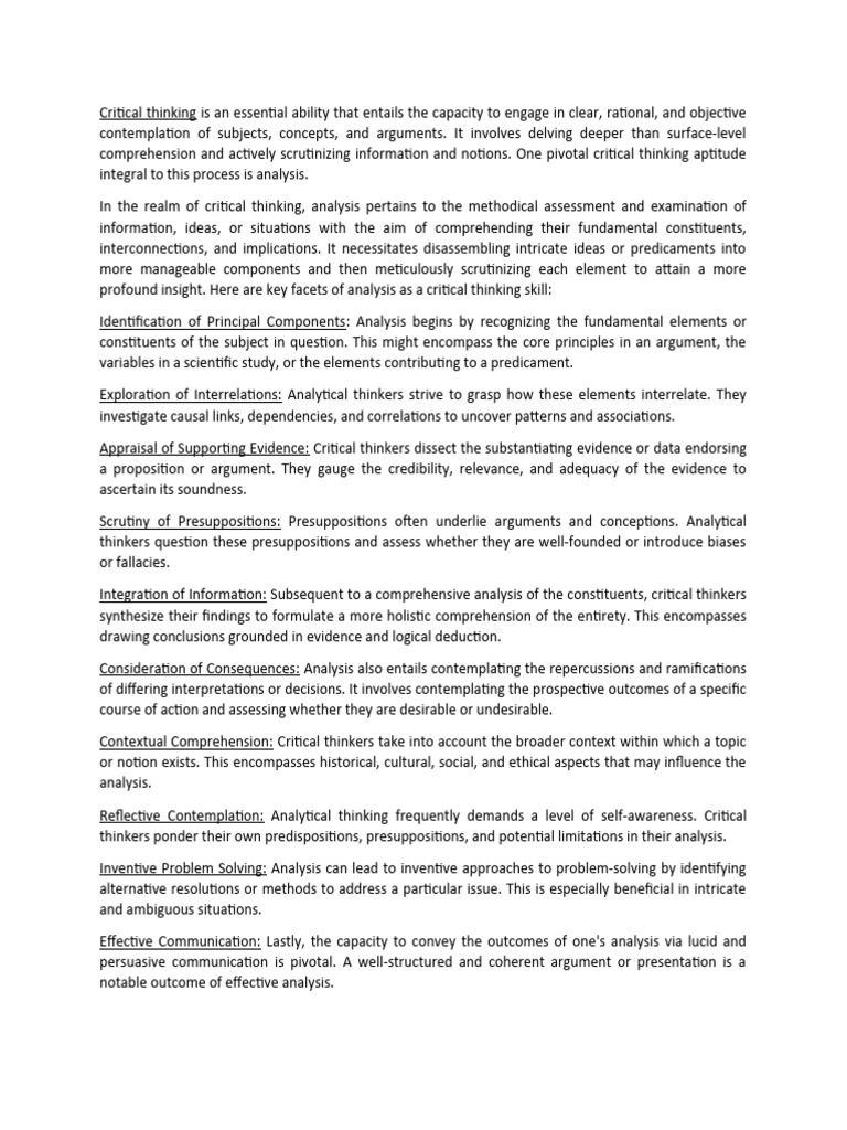 Critical Thinking | PDF | Critical Thinking | Thought Critical Thinking | PDF | Critical Thinking | Thought