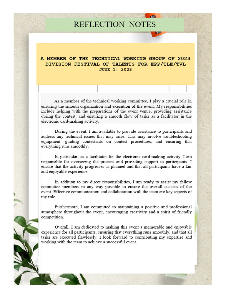 Reflection On Committee Involvement | PDF