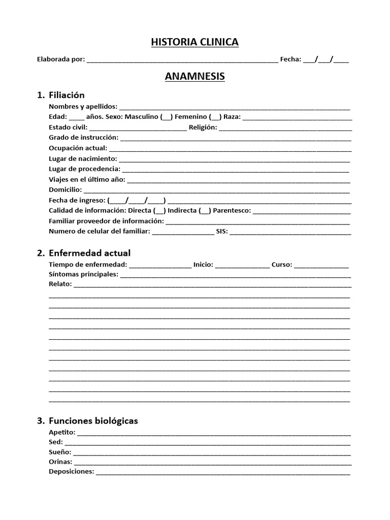 Anamnesis y Historia Clínica Completa | PDF | Medicina CLINICA | Especialidades Medicas