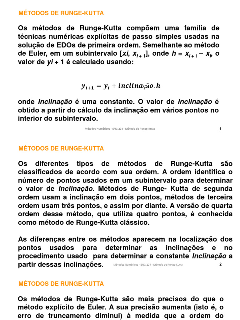 Métodos Numéricos - Aula 17 - Métodos de Runge-Kutta | PDF | Análise ...