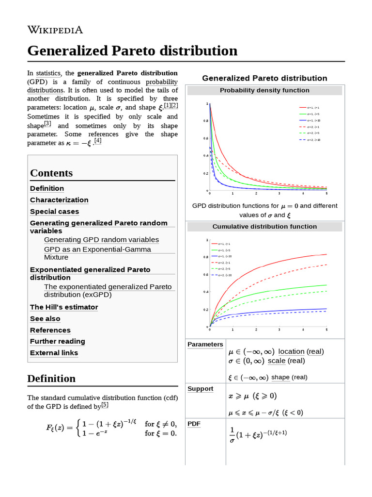 Generalized Pareto Distribution | PDF | Statistical Theory | Probability Theory