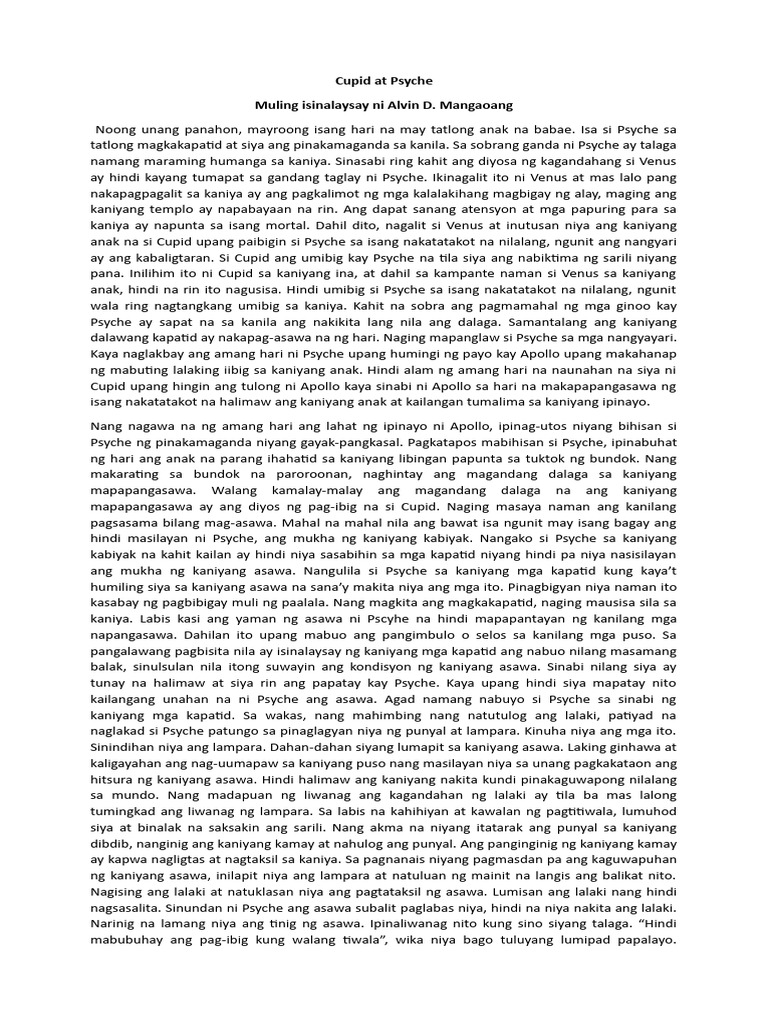 Buod Na Akda NG Cupid at Psyche | PDF