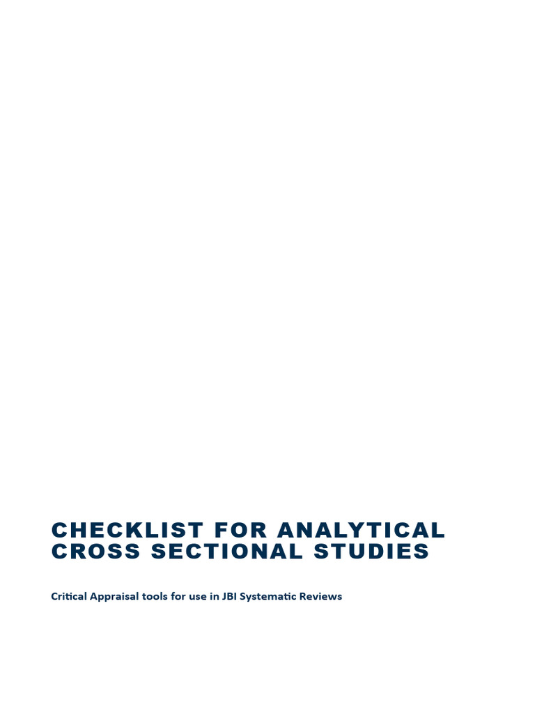 Checklist For Analytical Cross Sectional Studies | PDF | Systematic Review | Confounding