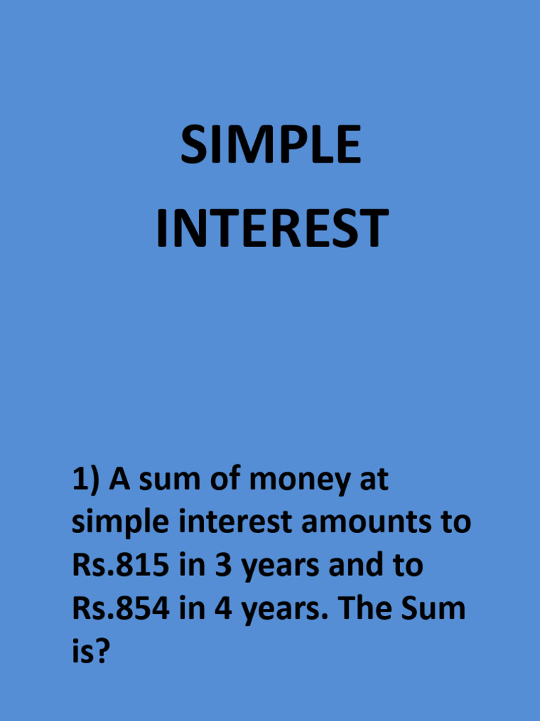 Simple Interest Problem Set | PDF