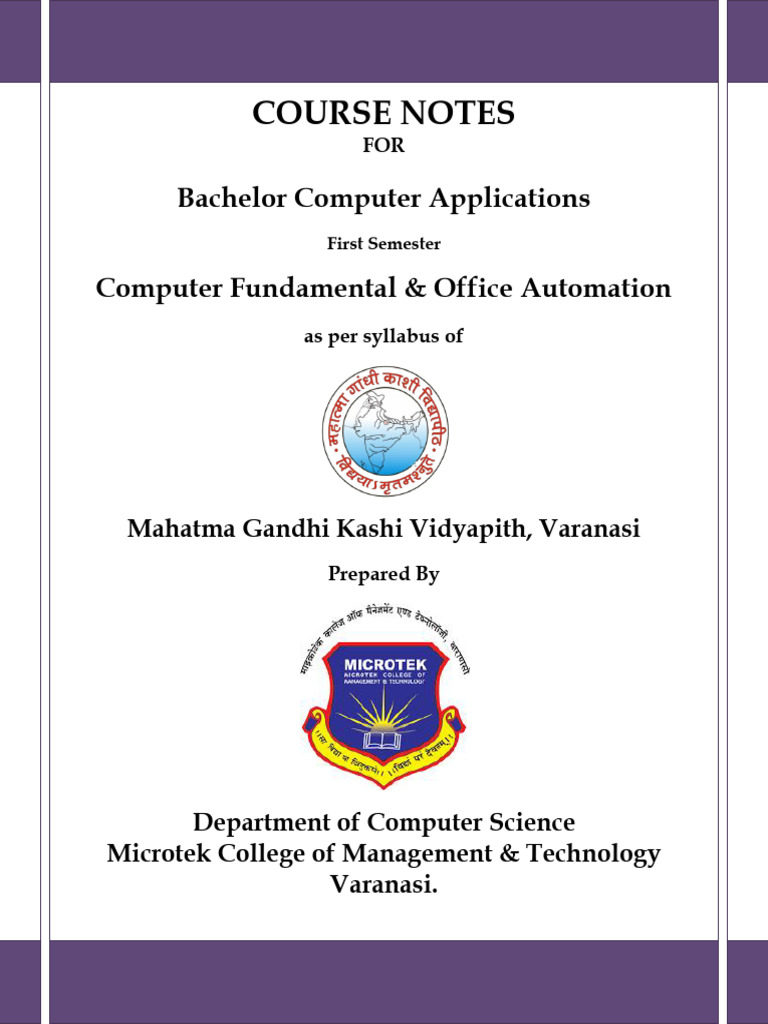 BCA - Fundamentals of Computer | PDF | Computer Data Storage | Printer (Computing)
