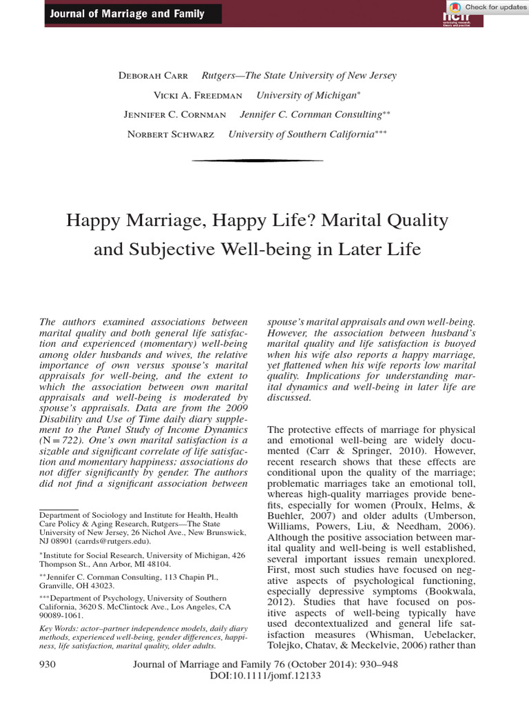 Marital Quality and Well-being in Aging | PDF | Marriage | Well Being