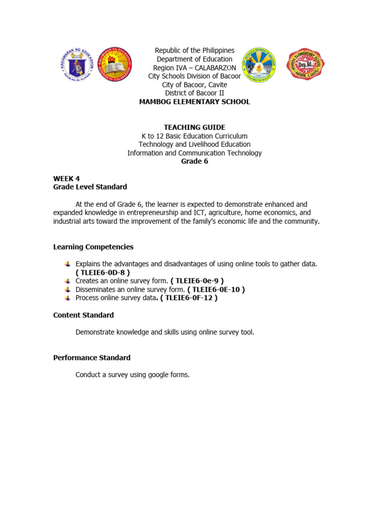 Tle 6 Ict Week5 Tg Pdf Websites Educational Technology