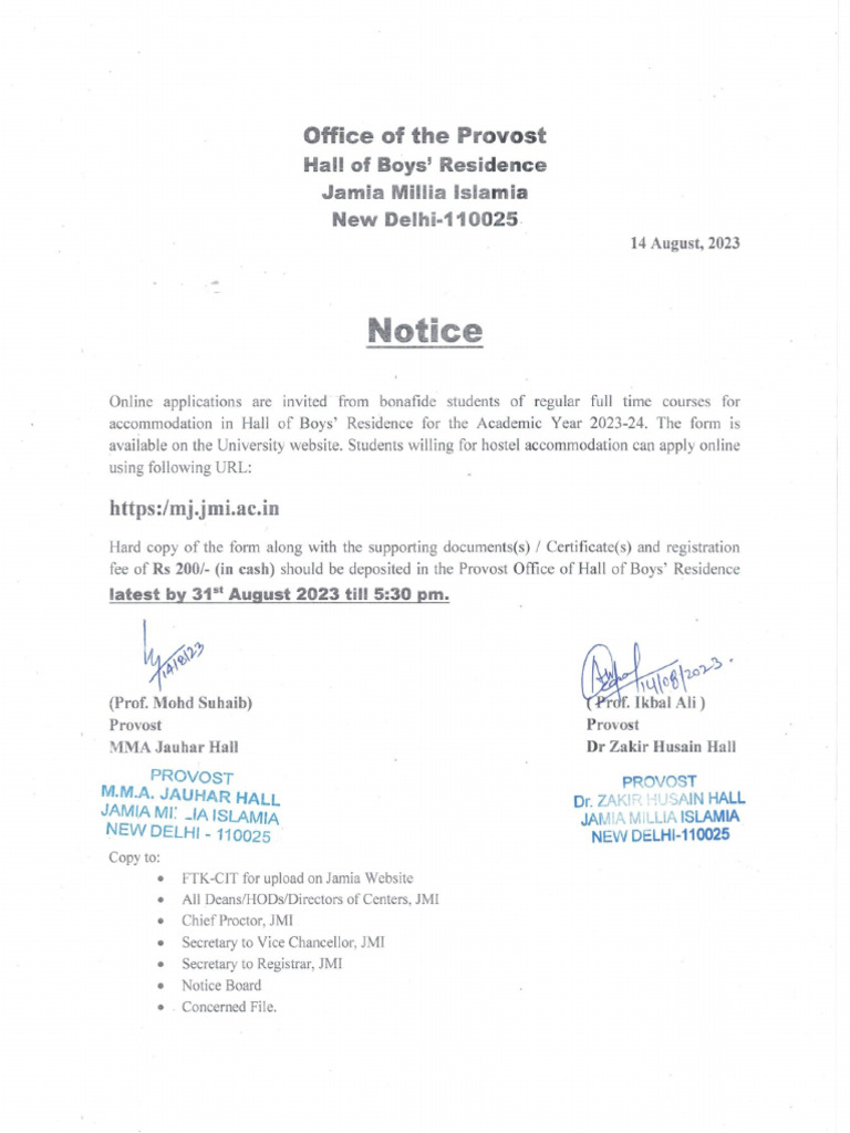 Hostel Admission Notice-23-24 | PDF