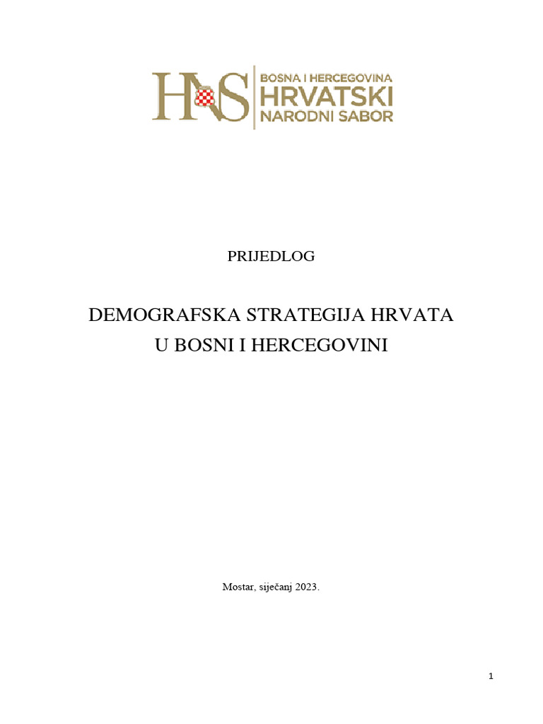 Demografska Strategija Hrvata U Bosni Hercegovini Lektorirano Final | PDF