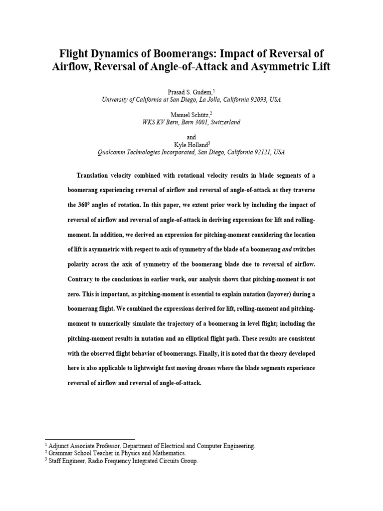 Flight Dynamics Boomerang AIAA 2019 Final May 2019 | PDF | Science ...