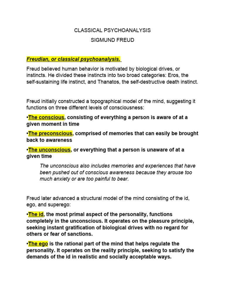 Classical Psychoanalysis | PDF | Psychoanalysis | Id