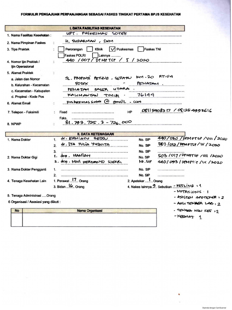 Formulir Perpanjangan Bpjs | PDF