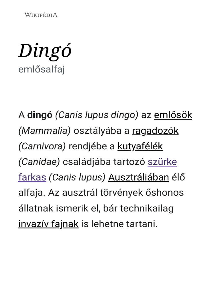 Dingó - Wikipédia | PDF