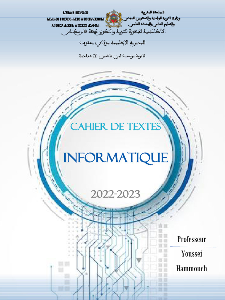 Cahier de texte Informatique 2022-2023 | PDF