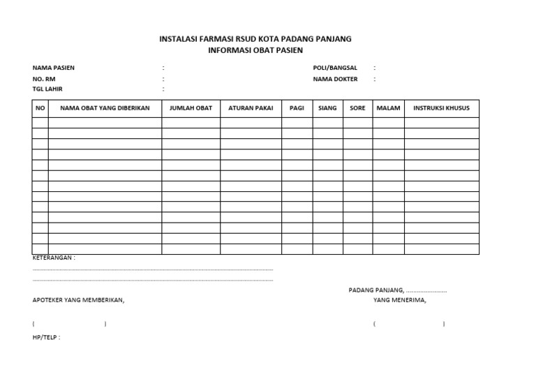 Lembar Informasi Obat Pasien Pulang | PDF