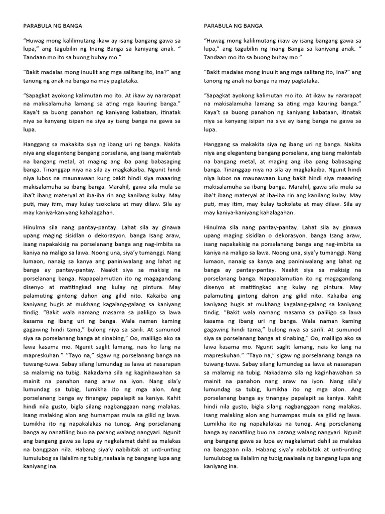 Parabula NG Banga | PDF