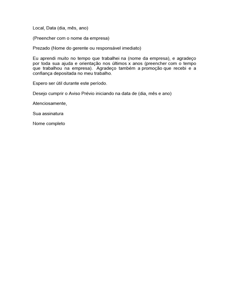 Carta Demissao Com Aviso Modelo 02 | PDF