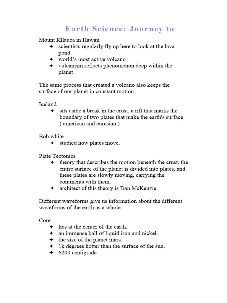 Earth Science: Journey To | PDF | Plate Tectonics | Magma