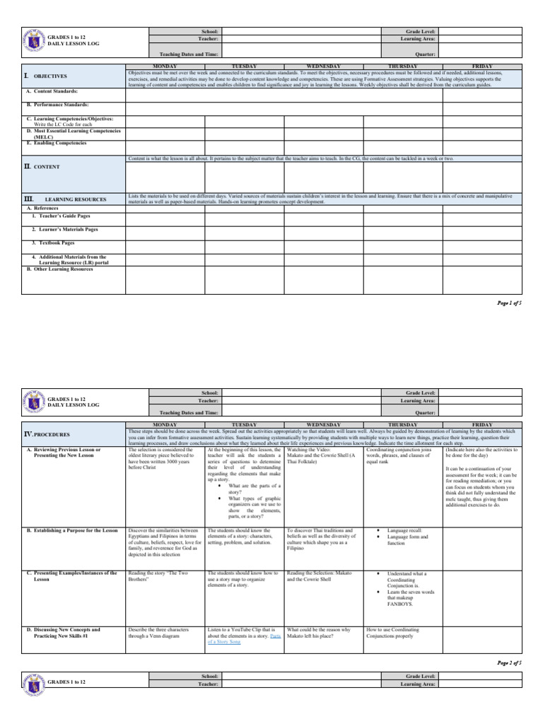 DLL Format Final | PDF | Learning | Teachers
