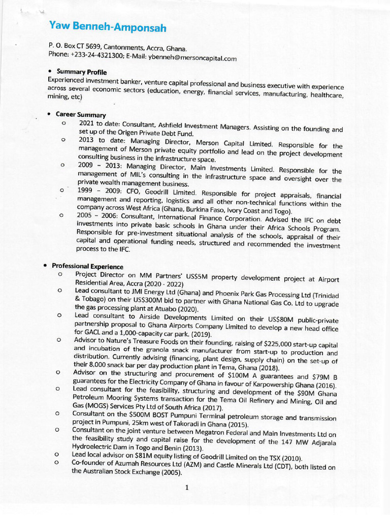 Yaw Benneh CV | PDF