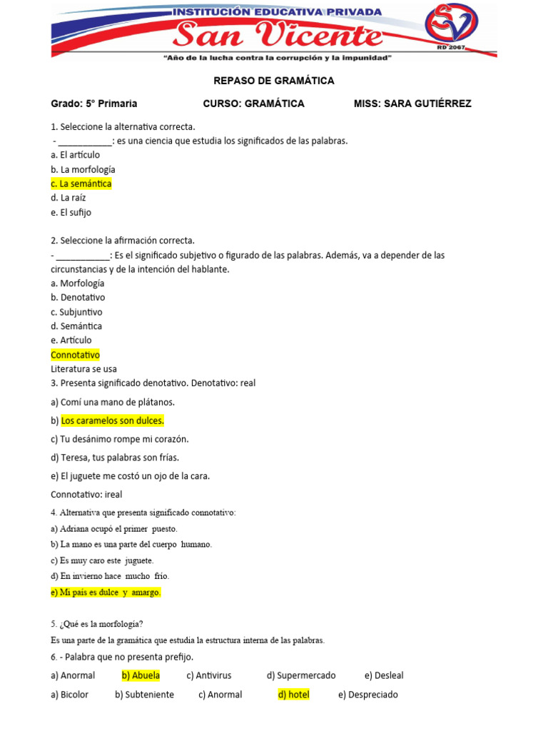 REPASO 5° | PDF | Sustantivo | Palabra