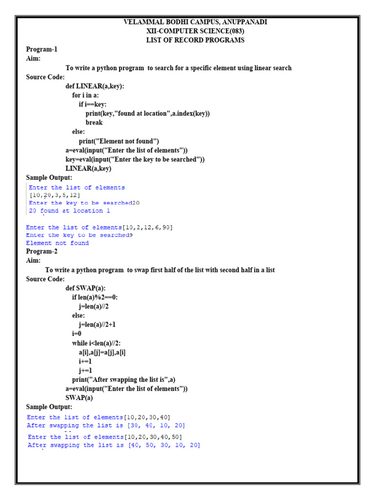 Python Programs for Computer Science XII | PDF | Databases | Text File