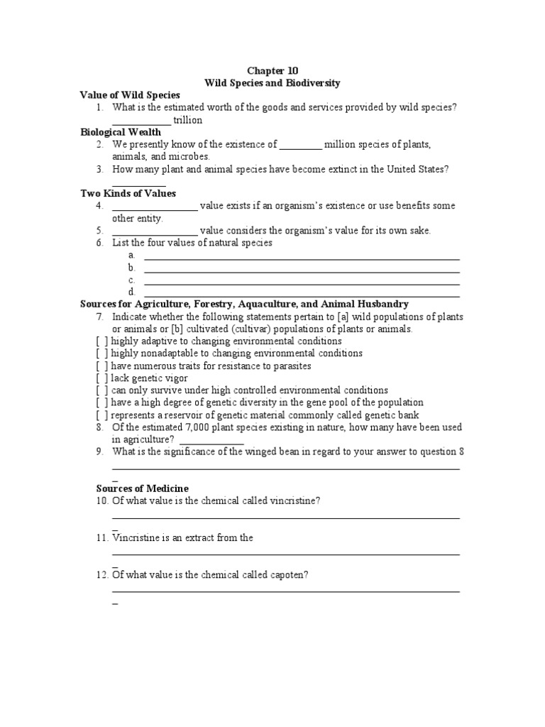 Apes Study Guide 10 Wild Species | PDF | Endangered Species Act Of 1973 ...