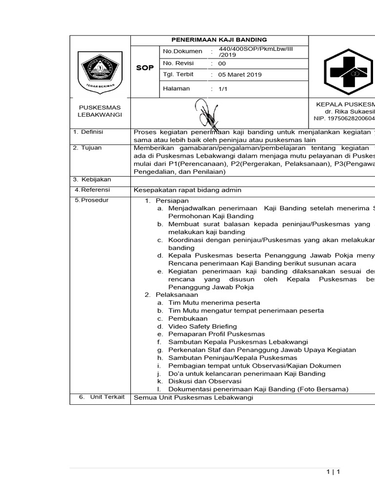 SOP Penerimaan Kaji Banding | PDF