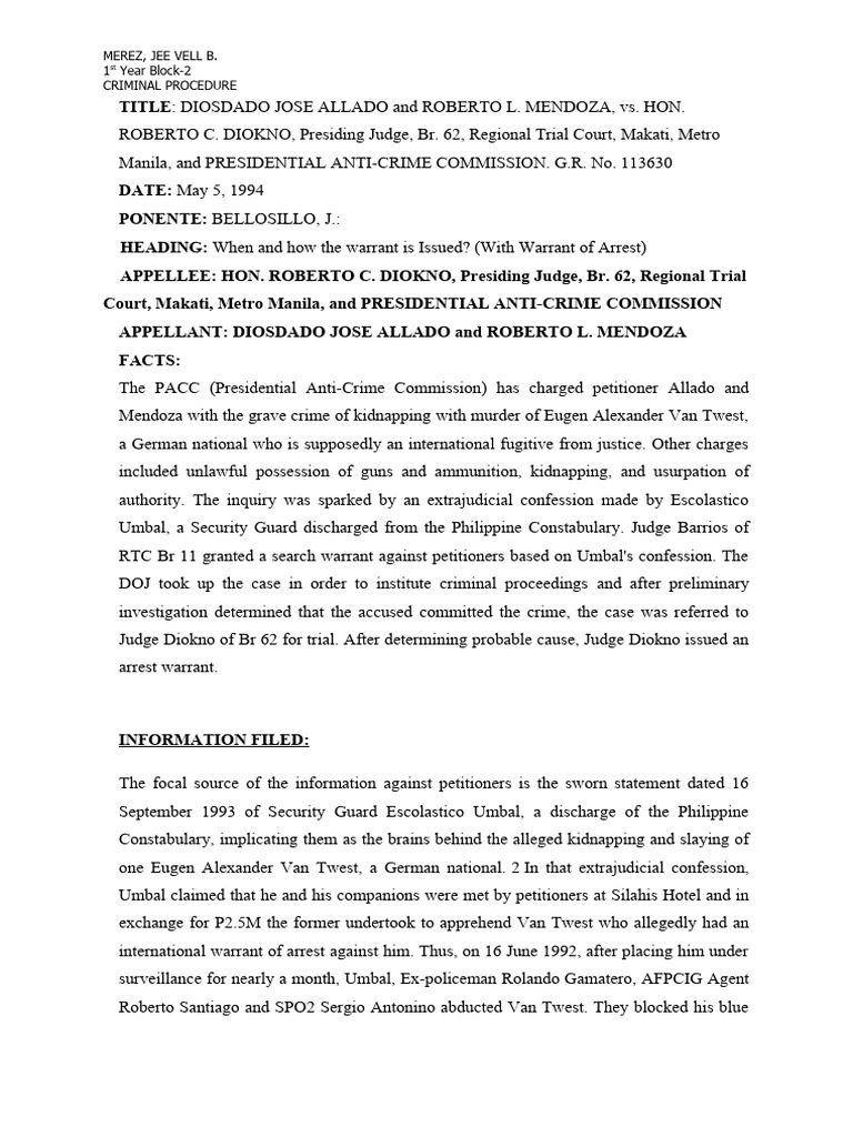 Warrant Issuance in Kidnapping Case | PDF | Arrest | Arrest Warrant