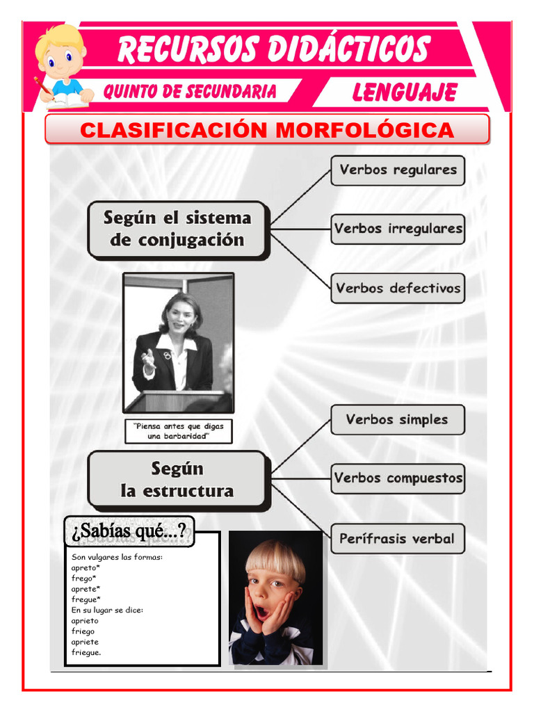 Clasificación Del Verbo para Quinto de Secundaria | PDF | Sintaxis ...