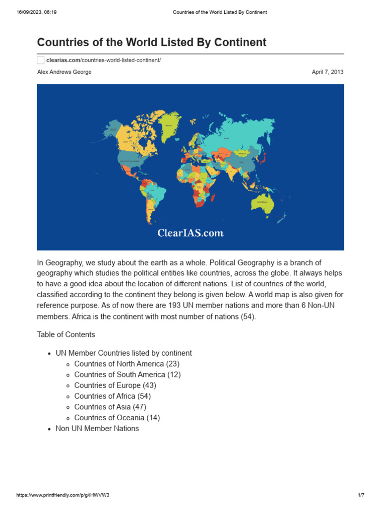 Countries | PDF | North America | Geography