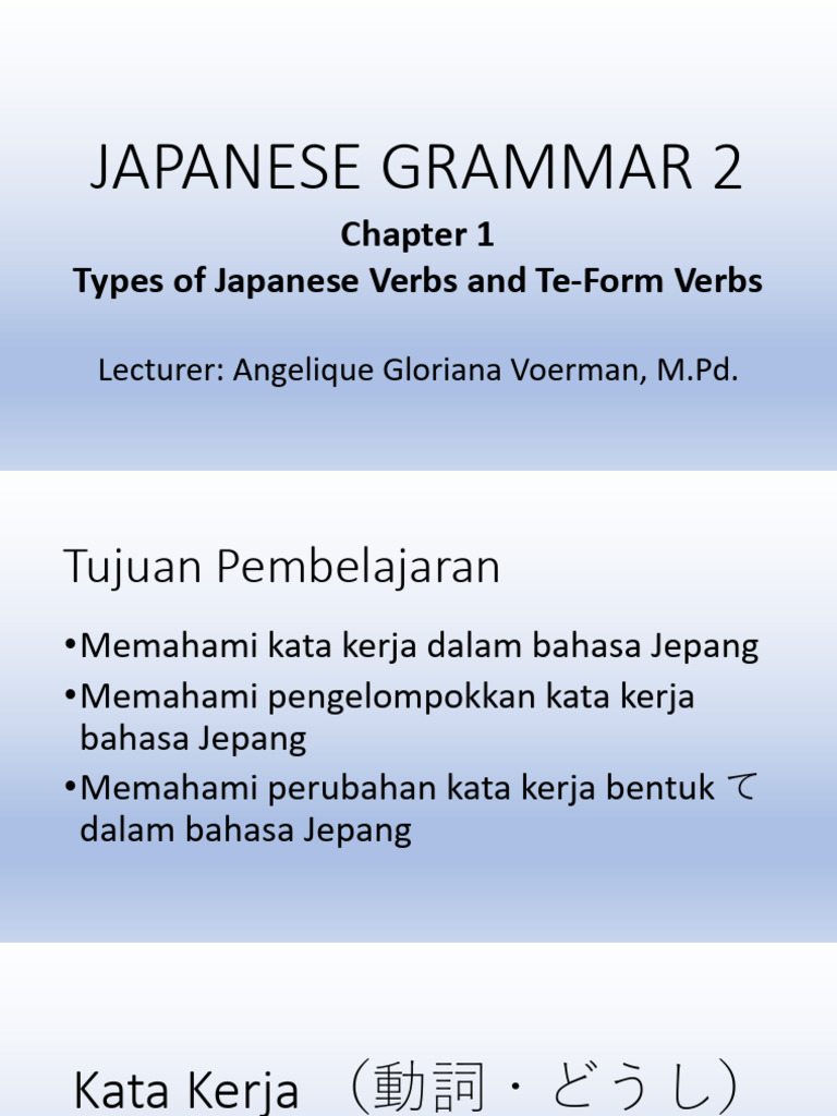 Japanese Grammar 2 - Lecture 1 | PDF