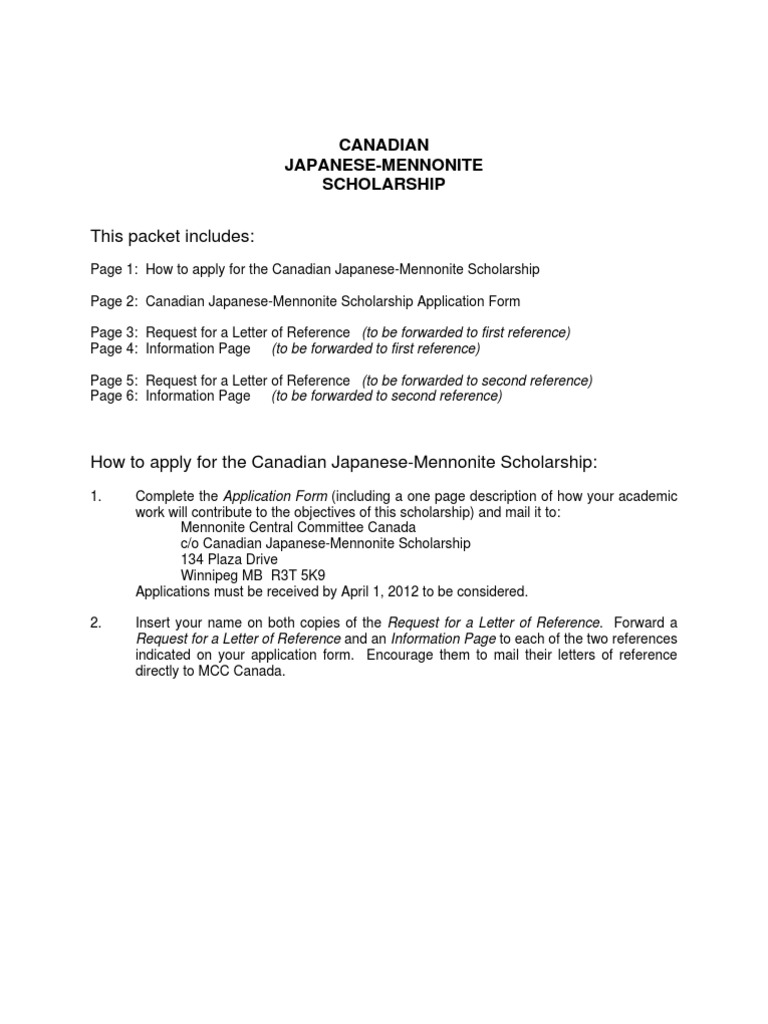 Application Reference Letters Packet 2012 | PDF | Canada | Postgraduate ...