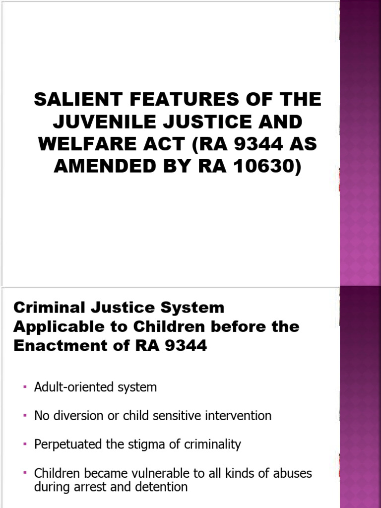 RA 10630: Juvenile Justice Overview | PDF | Crimes | Crime & Violence