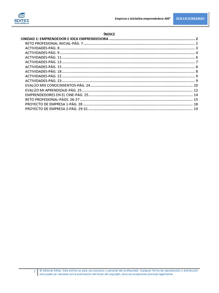 Solucionario EIE | PDF | Iniciativa empresarial | Business