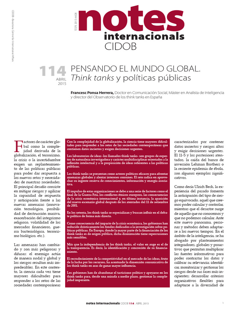 Think Tanks y Políticas Públicas Globales | PDF | Think Tank | Rand ...