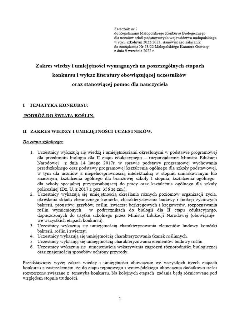 Zal. NR 2 Zakres Wiedzy I Umiejetnosci Oraz Wykaz Literatury 2 | PDF