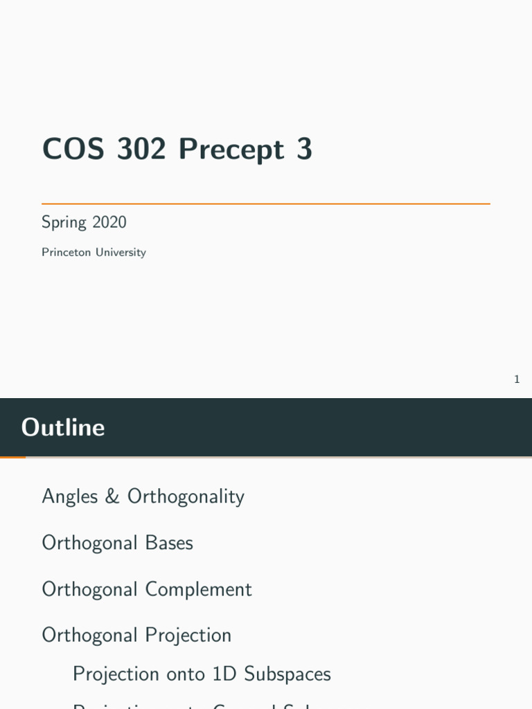 COS 302 Precept 3: Spring 2020 | PDF | Linear Subspace | Vector Space
