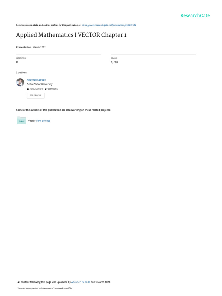 AppliedMathematicsIChapter1Vector | PDF